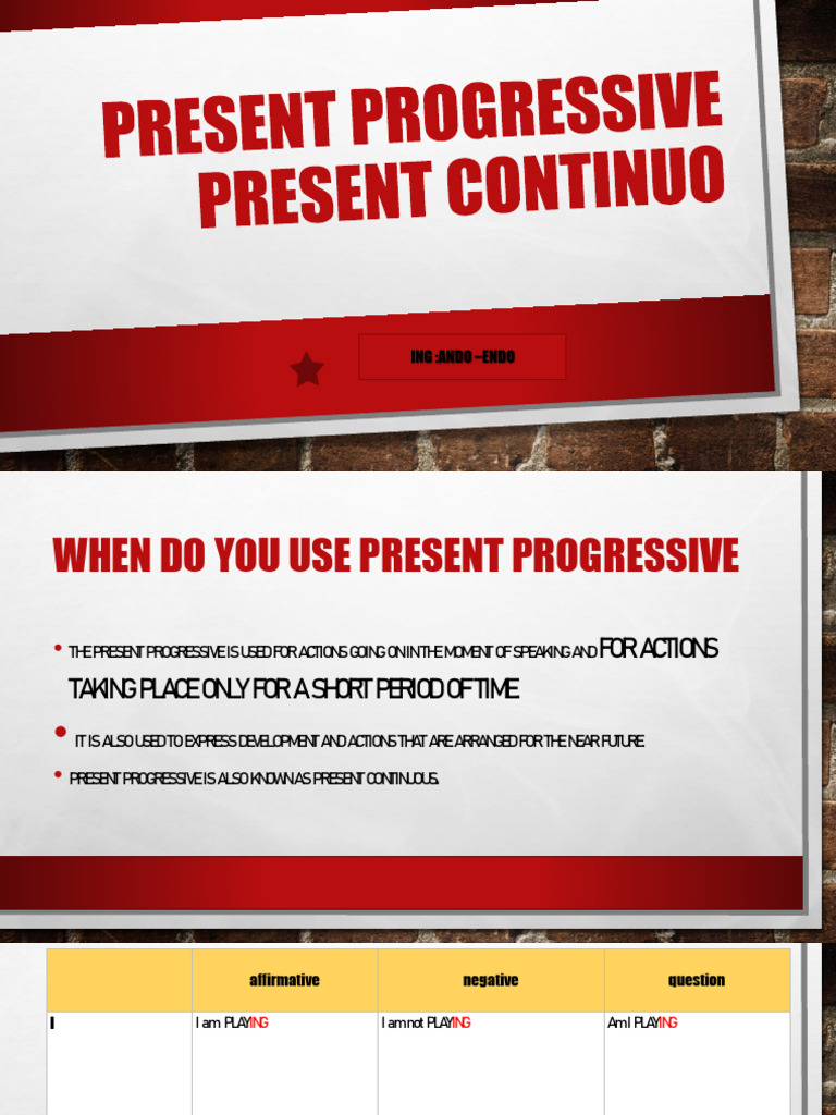 Present Progressive | PDF