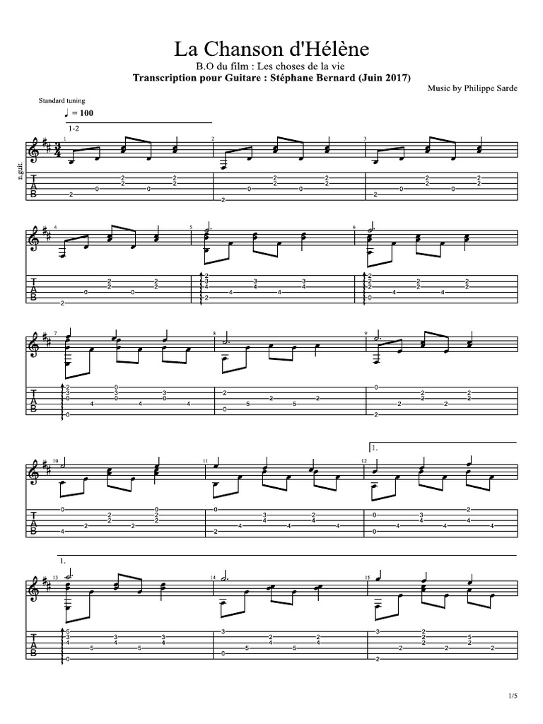 La Chanson D Helene Partition | PDF