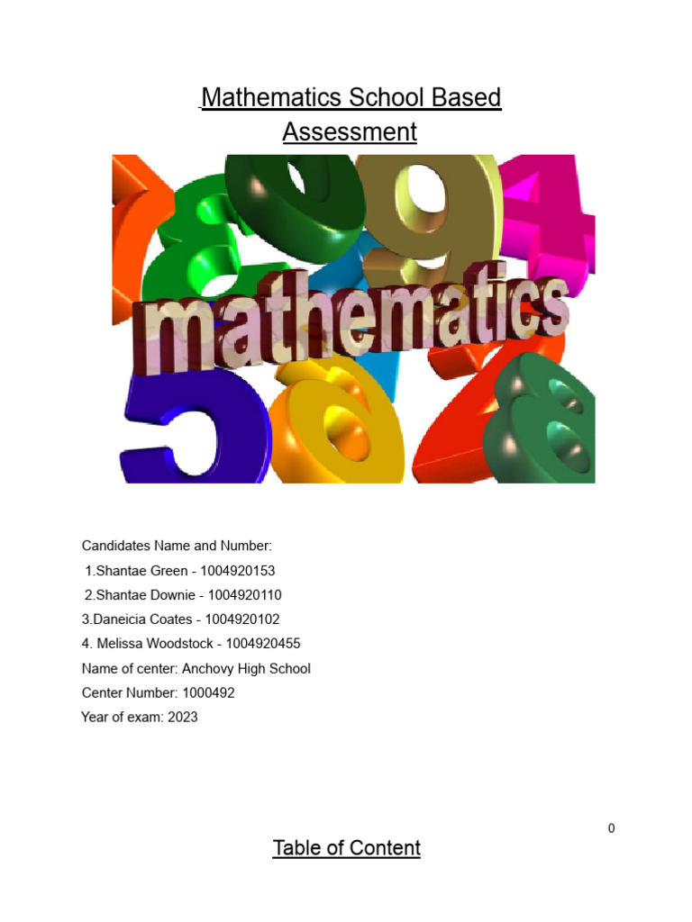 Sba Sample - Csec Math | Download Free PDF | Questionnaire | Chart Sba Sample - Csec Math | Download Free PDF | Questionnaire | Chart