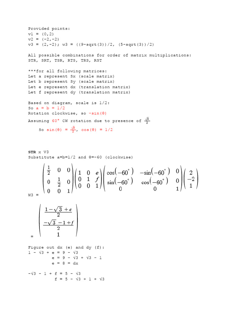 Computer Graphics Problem Set Notes | PDF