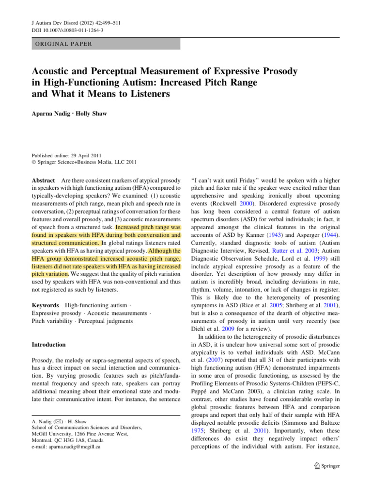 Acoustic and Perceptual Measurement of Expressive Prosody in Hig ...
