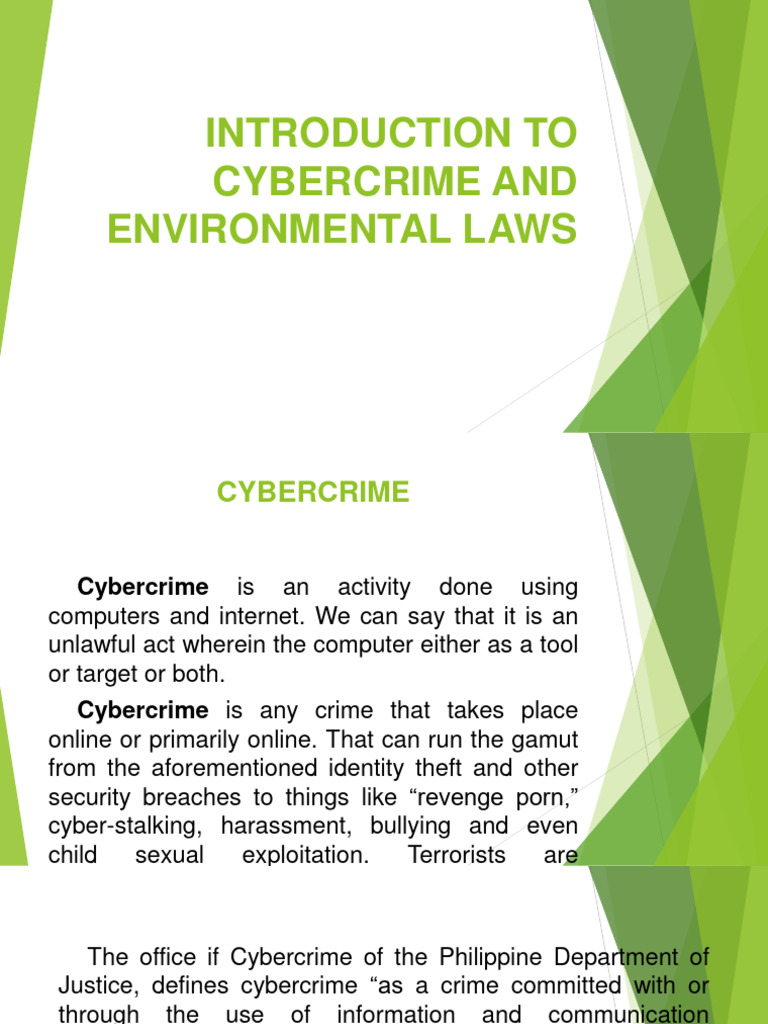 Cdi 5 Introduction To Cybercrime and Environmental Laws | PDF | Computer Security | Security