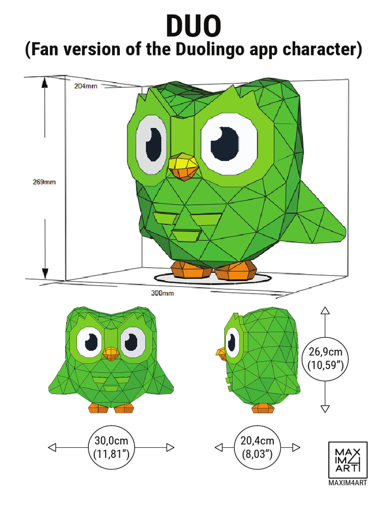 Duolingo Papercraft Template PDF | PDF
