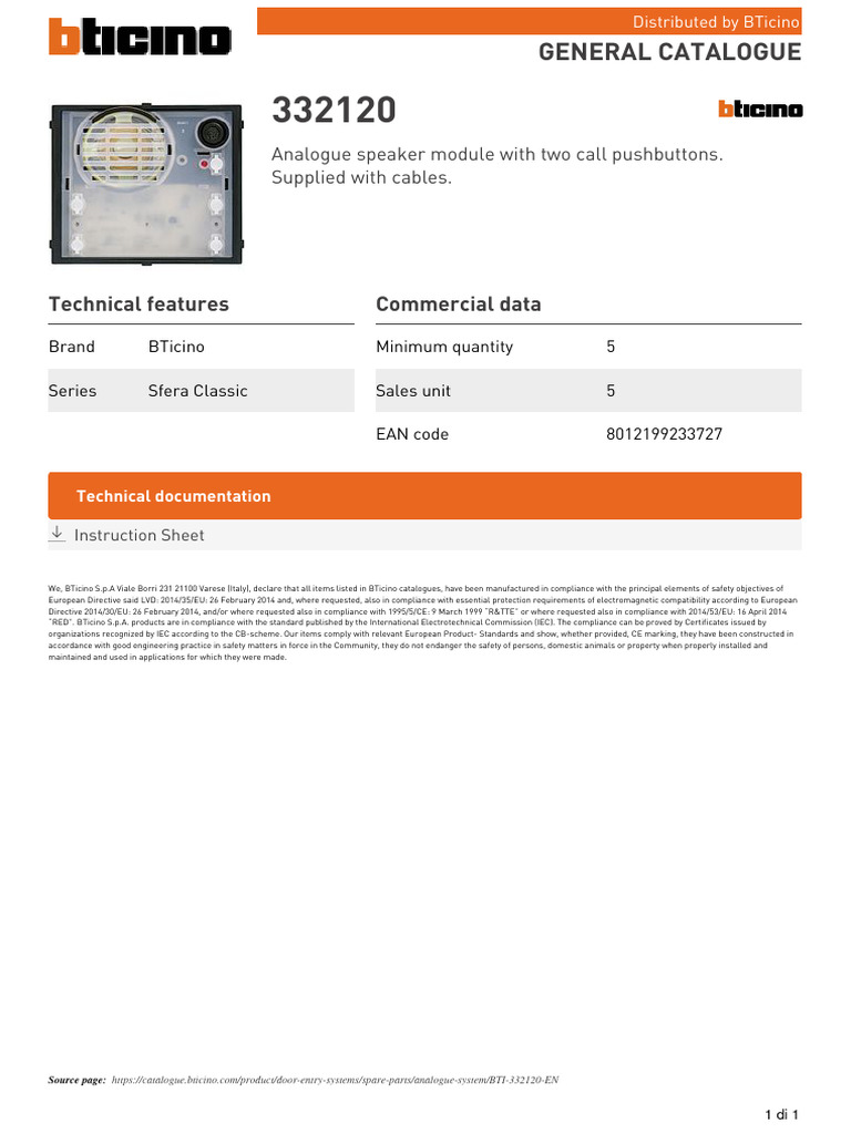 BTicino BTI-332120 | Download Free PDF | Regulation