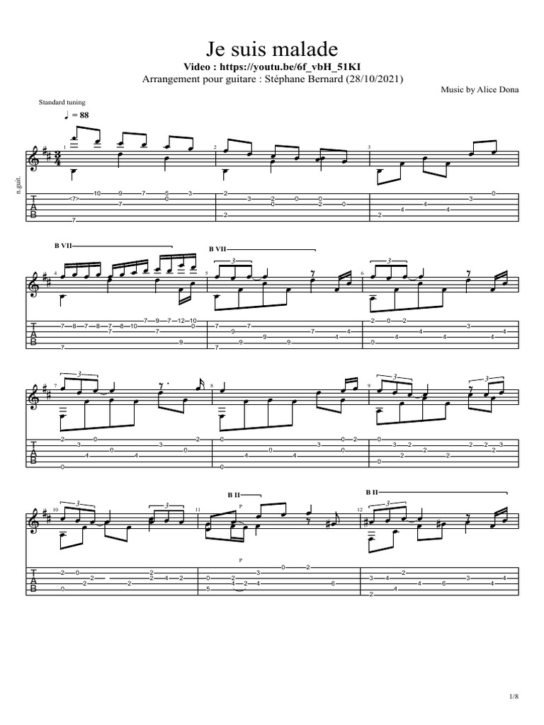 Je Suis Malade Partition | PDF