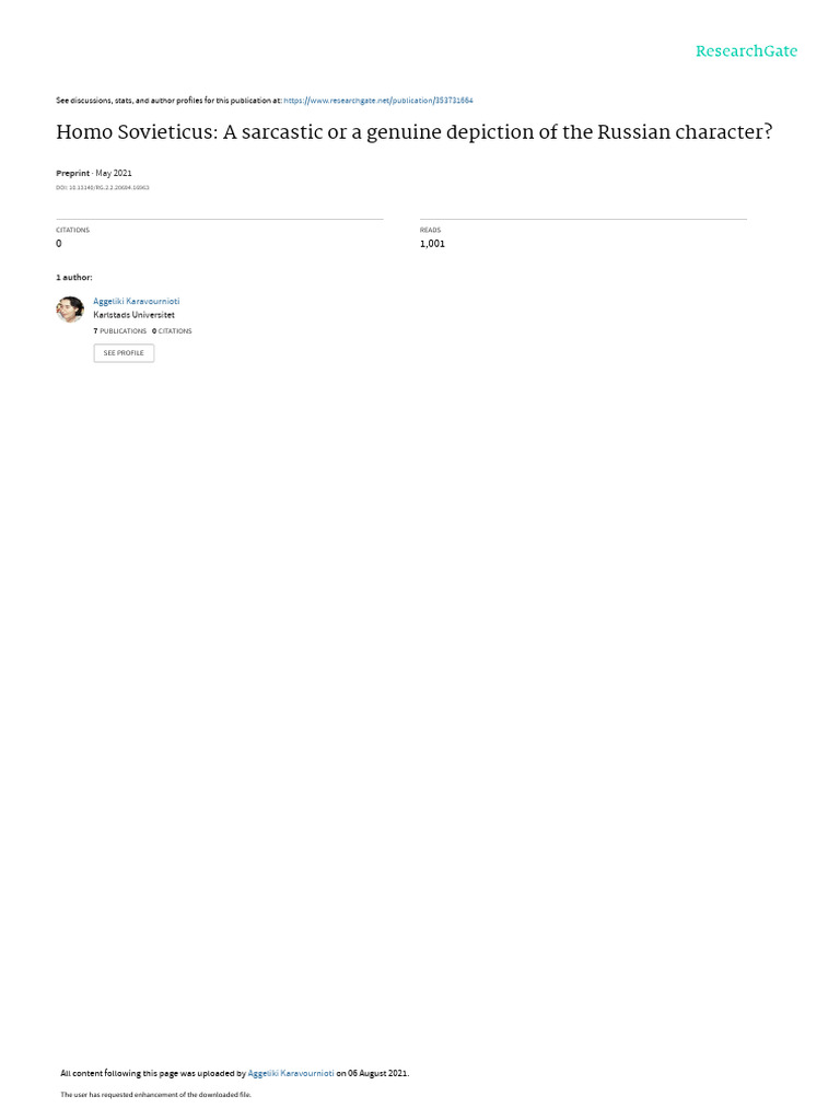 Homo Sovieticus: A Sarcastic or A Genuine Depiction of The Russian ...