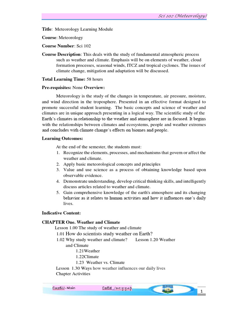 For Module Chapter 1 PDF 1 | PDF | Weather | Climate