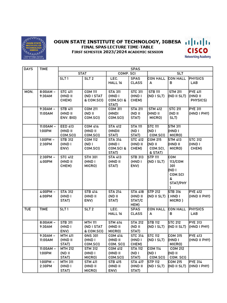 2023 - 2024 SPAS Lecture Timetable | PDF 2023 - 2024 SPAS Lecture Timetable | PDF