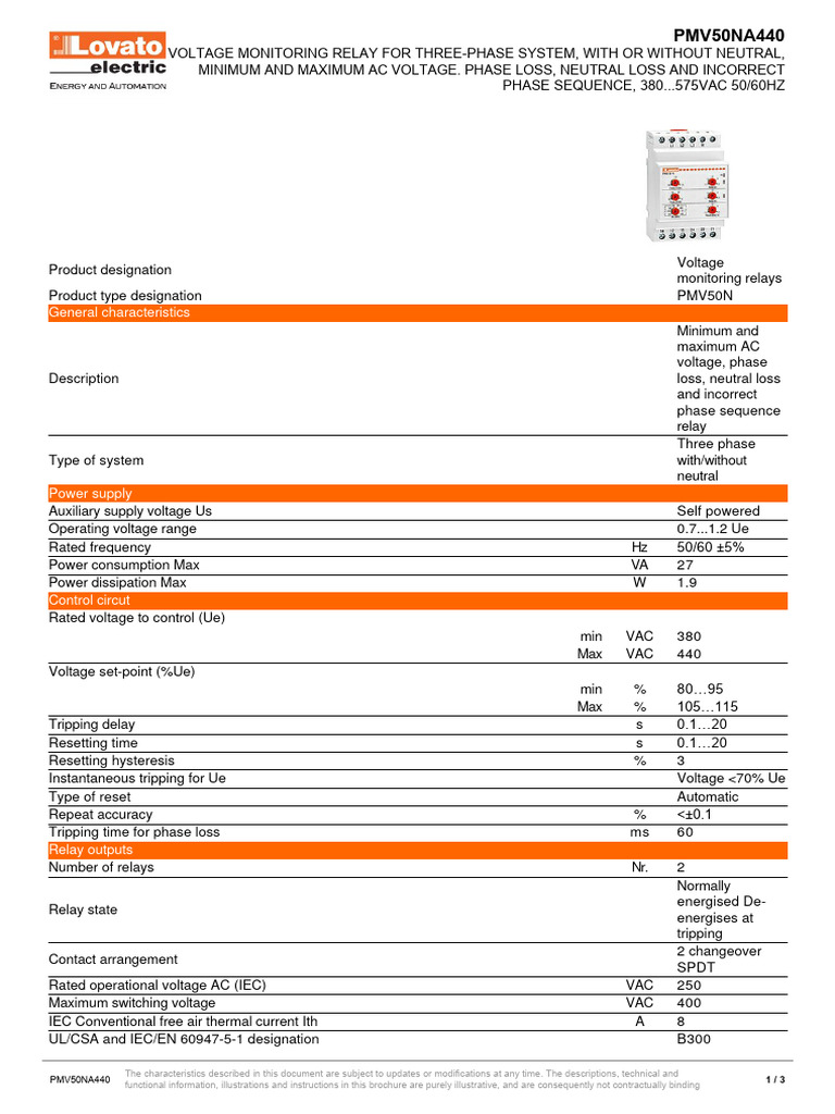Voltage Monitoring Relays PMV 50n | PDF | Alternating Current ...