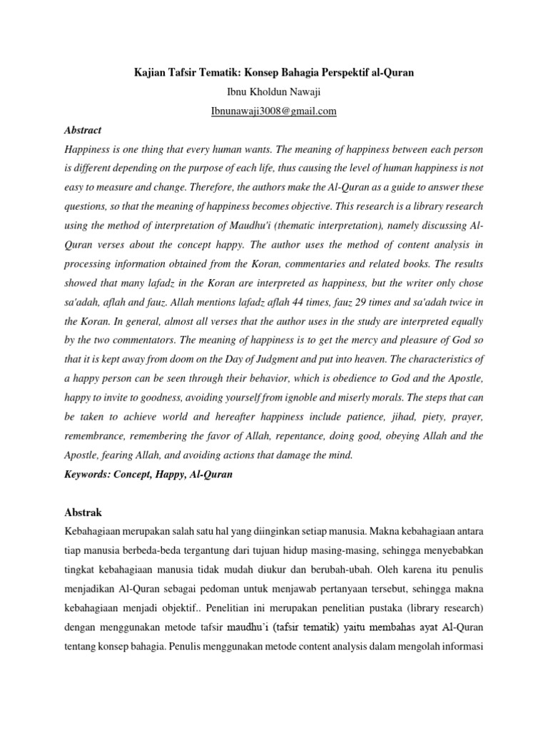 Al-Quran's Happiness Concept Analysis | PDF | Happiness | Quran