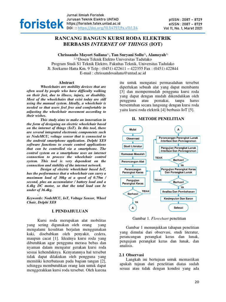 Rancang Bangun Kursi Roda Elektrik Berba C3316caa | PDF | Internet Of Things | Wheelchair