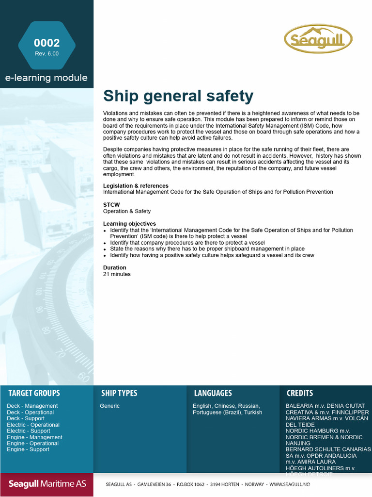 Ship General Safety-2022-05-03 | PDF | Shipping | Water Transport