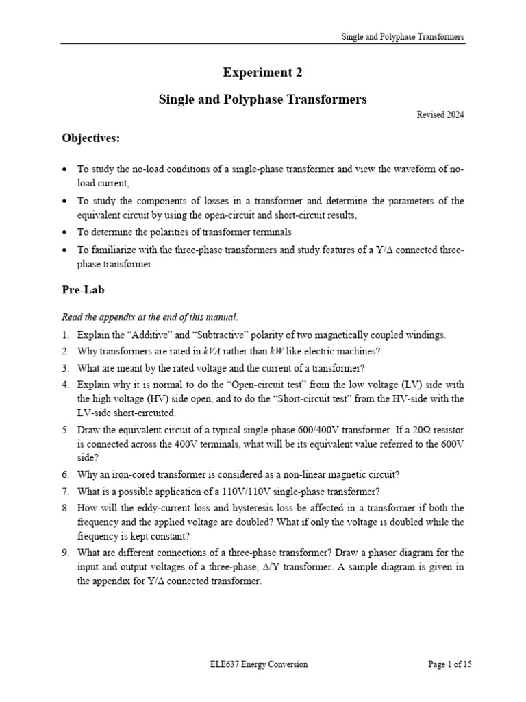 637 - 2024 Lab-2 Transformers | Download Free PDF | Transformer ...