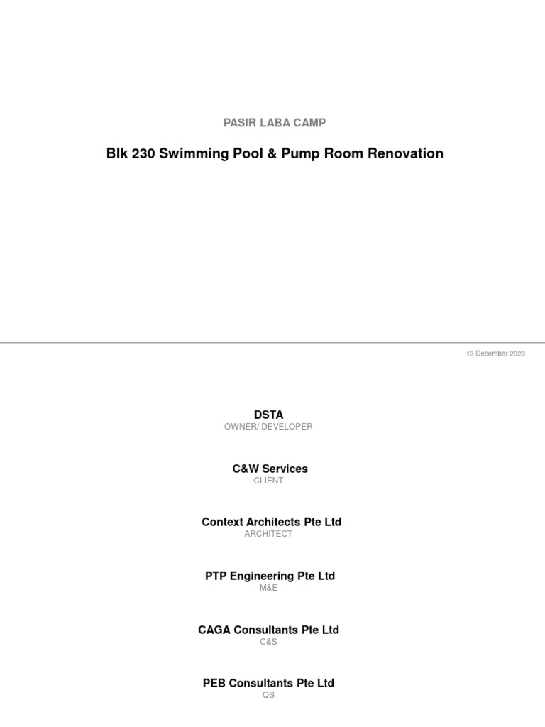 Pasir Laba Camp Pool Renovation Plan | PDF | Swimming Pool | Equipment