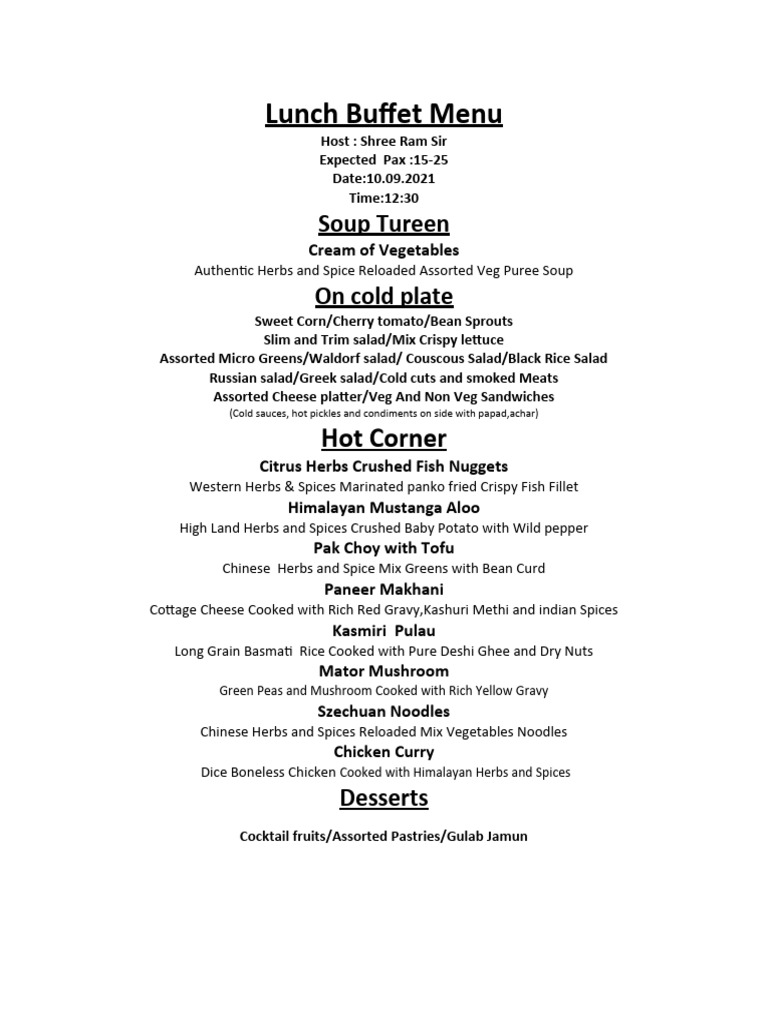 Buffet Menu Type-11 | PDF