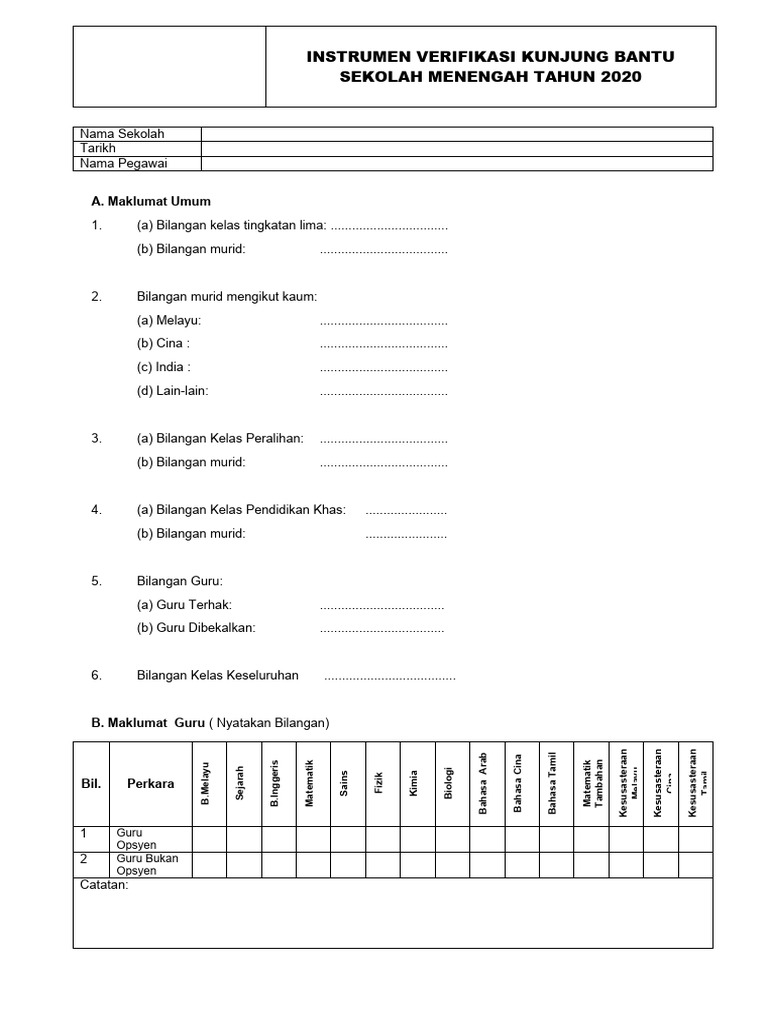 CONTOH-Instrumen Kunjung Bantu KURIKULUM | PDF