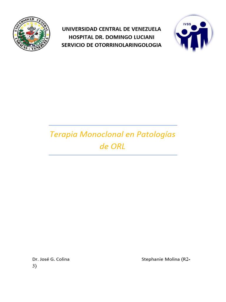 Terapia Monoclonal en Patoogias ORL | Descargar gratis PDF | Anticuerpo Monoclonal | Anticuerpo