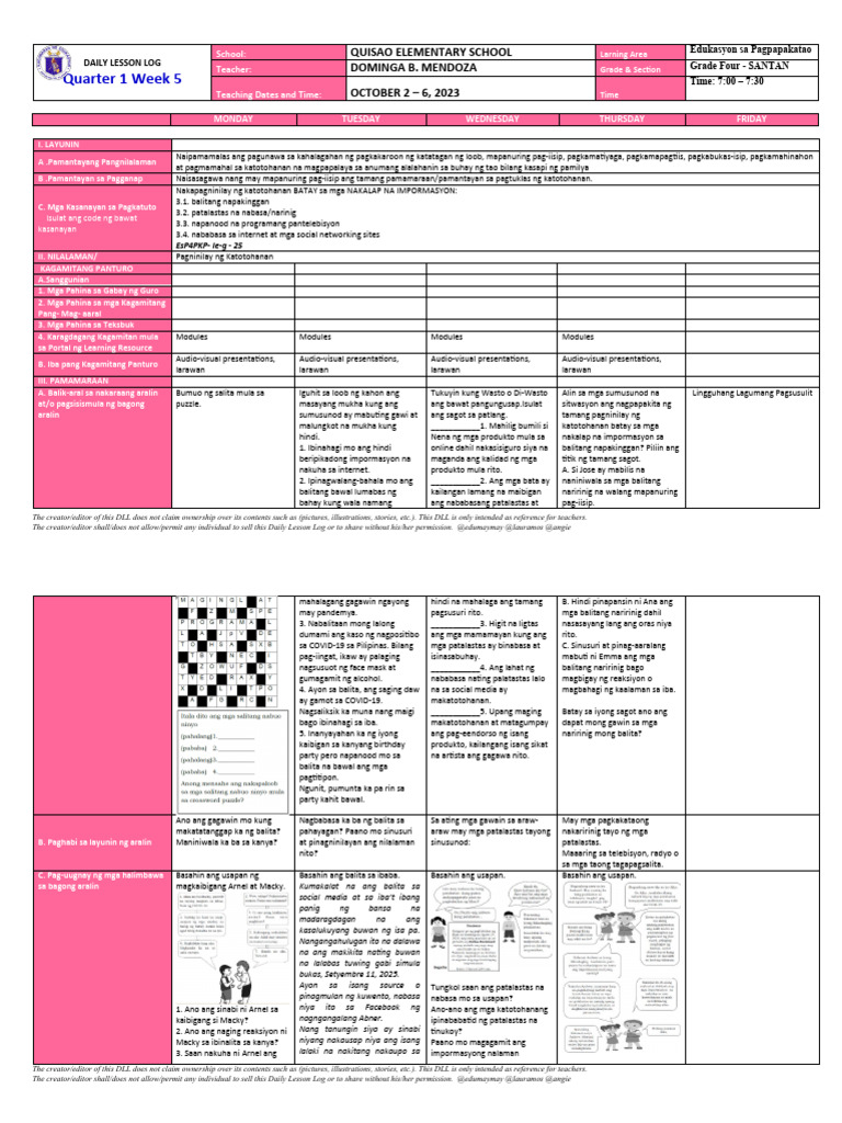 Dominga - q1 WLP Week-6 | PDF