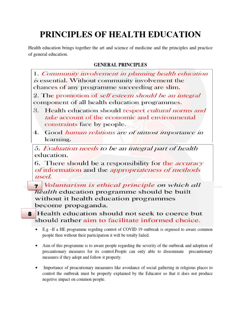 Principles of Health Education | PDF | Health Education | Knowledge