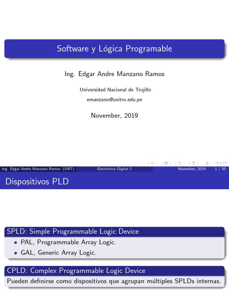 Dispositivos de Lógica Programable | PDF | Arreglos de compuertas lógicas programables en sitio ...