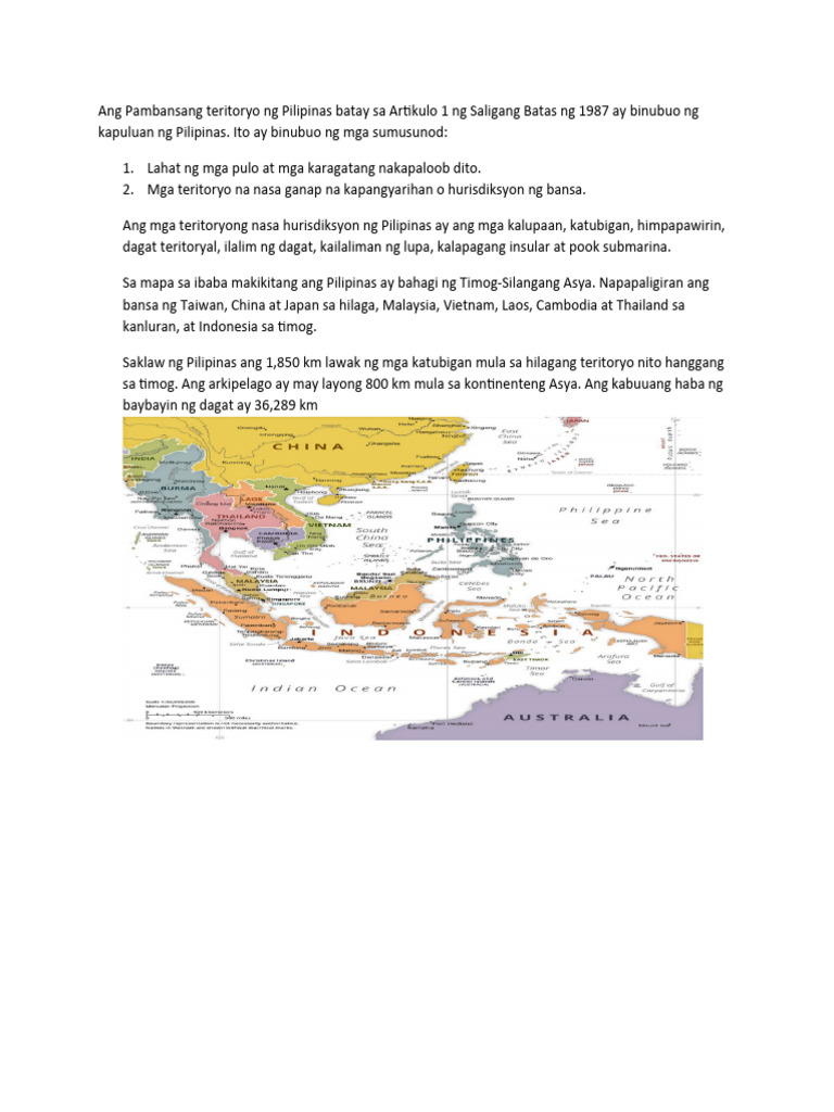 Ang Pambansang Teritoryo NG Pilipinas Batay Sa Artikulo 1 NG Saligang ...