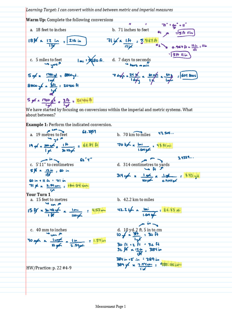 Converting Units (1.1 1.3) | PDF
