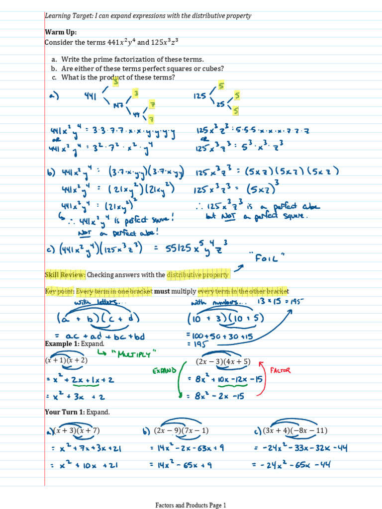 Expanding Expressions with Distributive Property | PDF | Number Theory ...