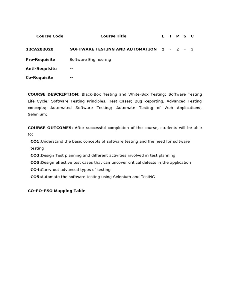 Software Testing & Automation Course | PDF | Software Testing ...