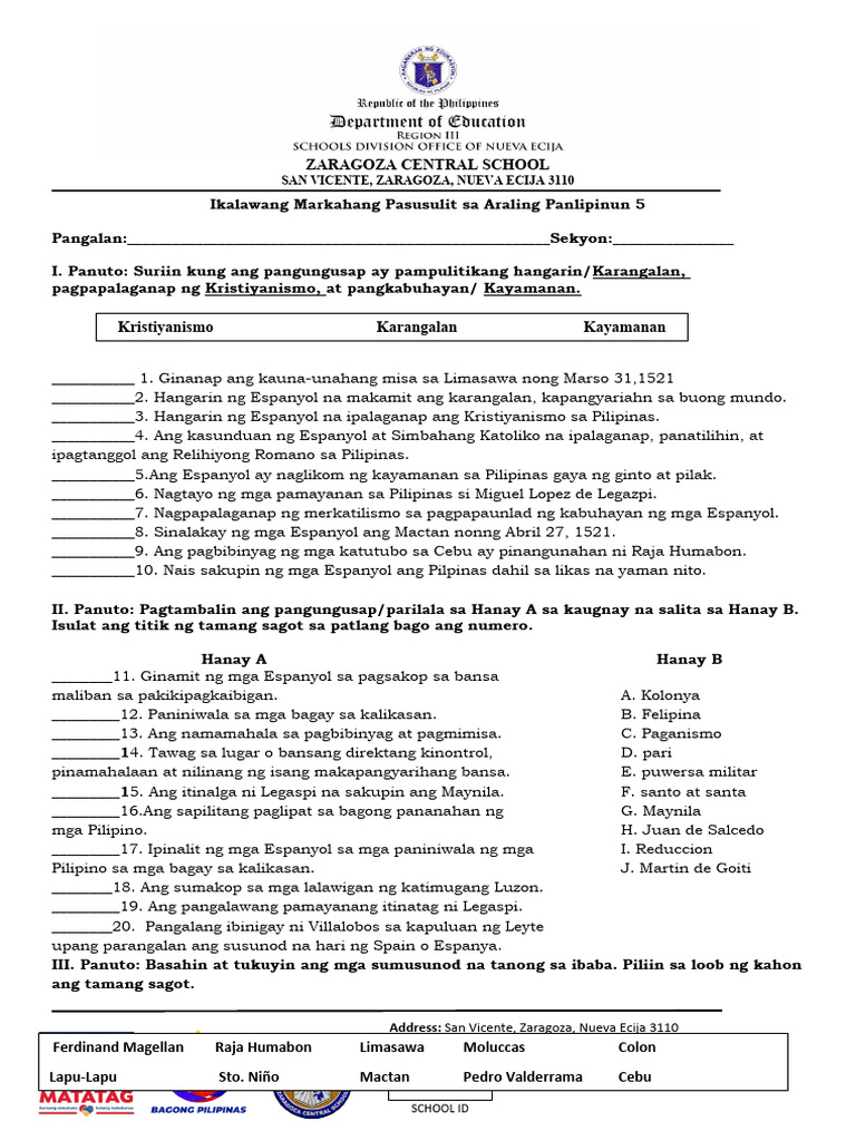 Ap 5 2nd Quarter Exam | PDF