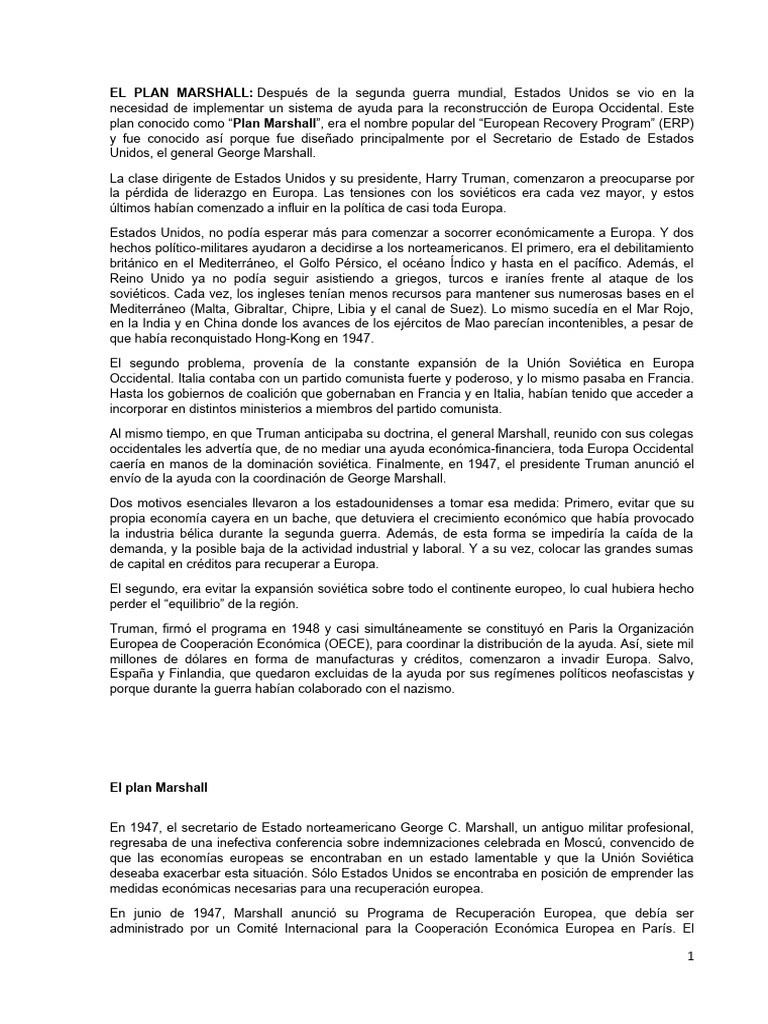El Plan Marshall | PDF | Europa | plan Marshall