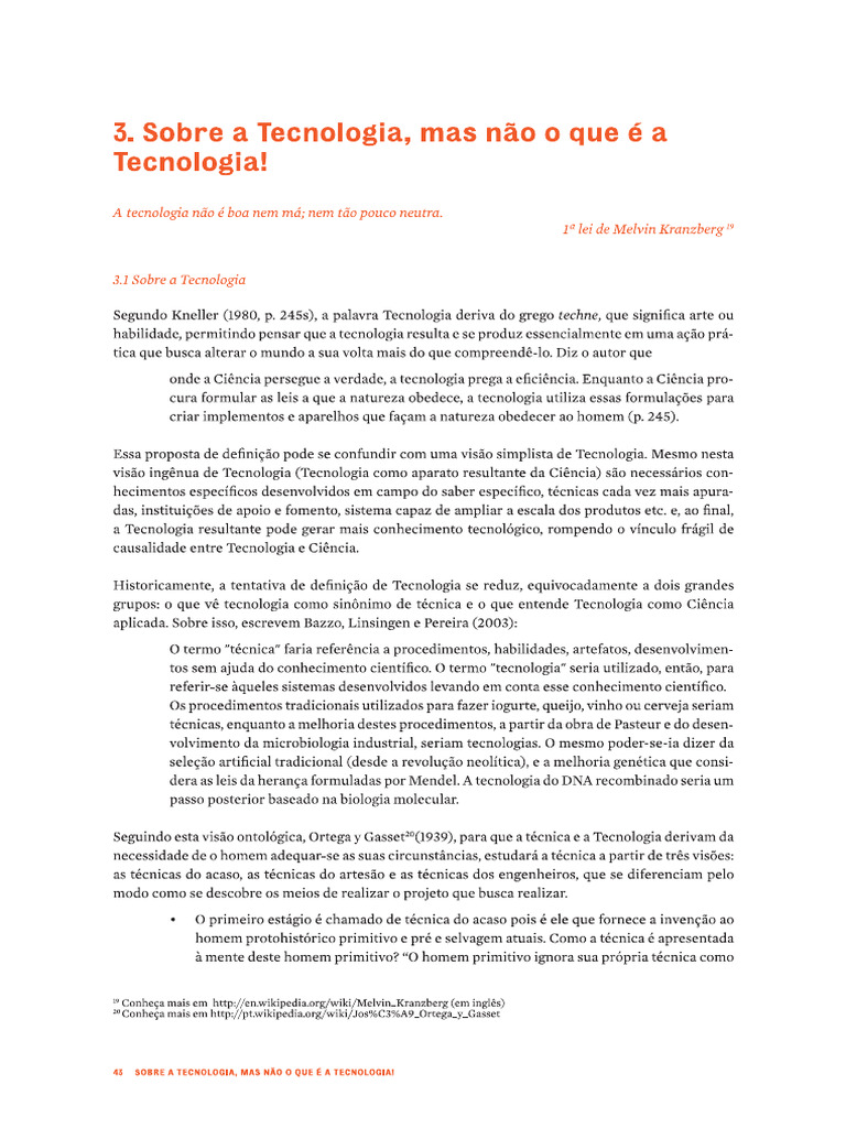 Texto Complementar 1 - A Tecnologia | PDF