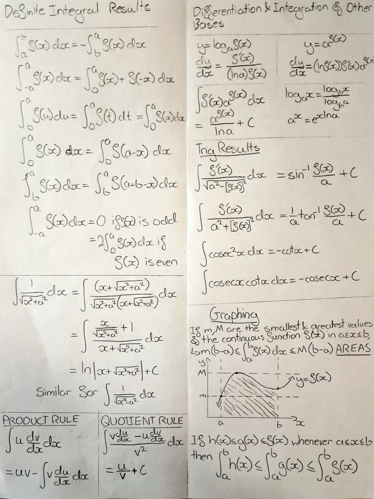 Final 4U Reference Sheet | PDF | Calculus
