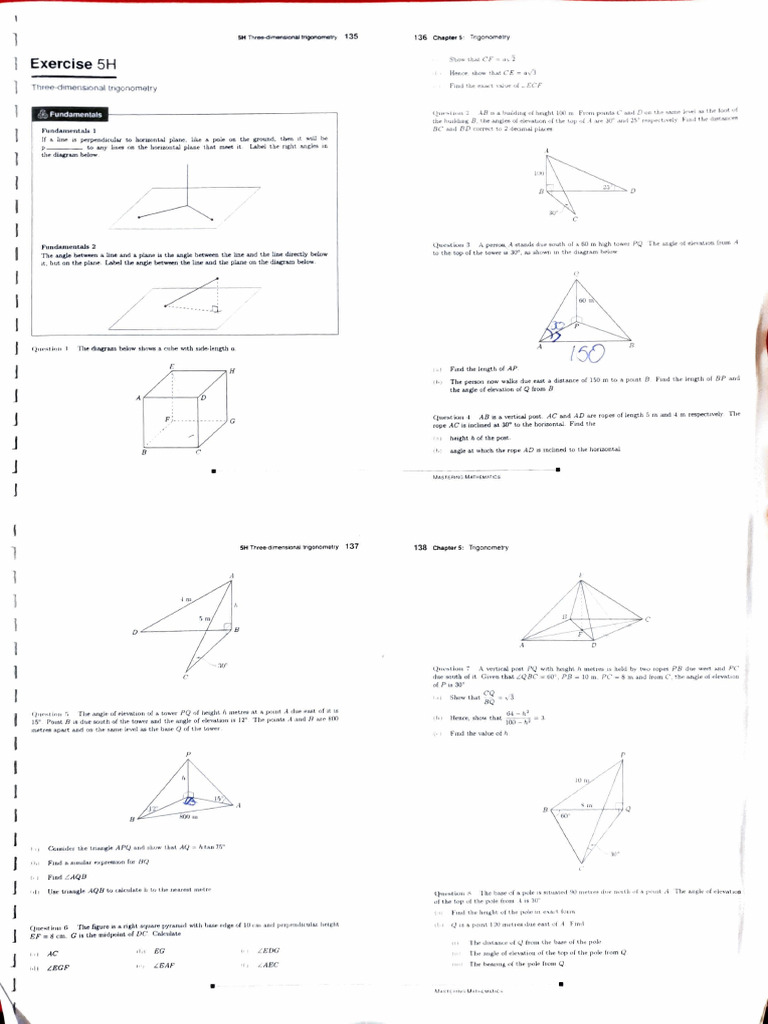 3D Trigonometry | PDF | Trigonometry | Angle