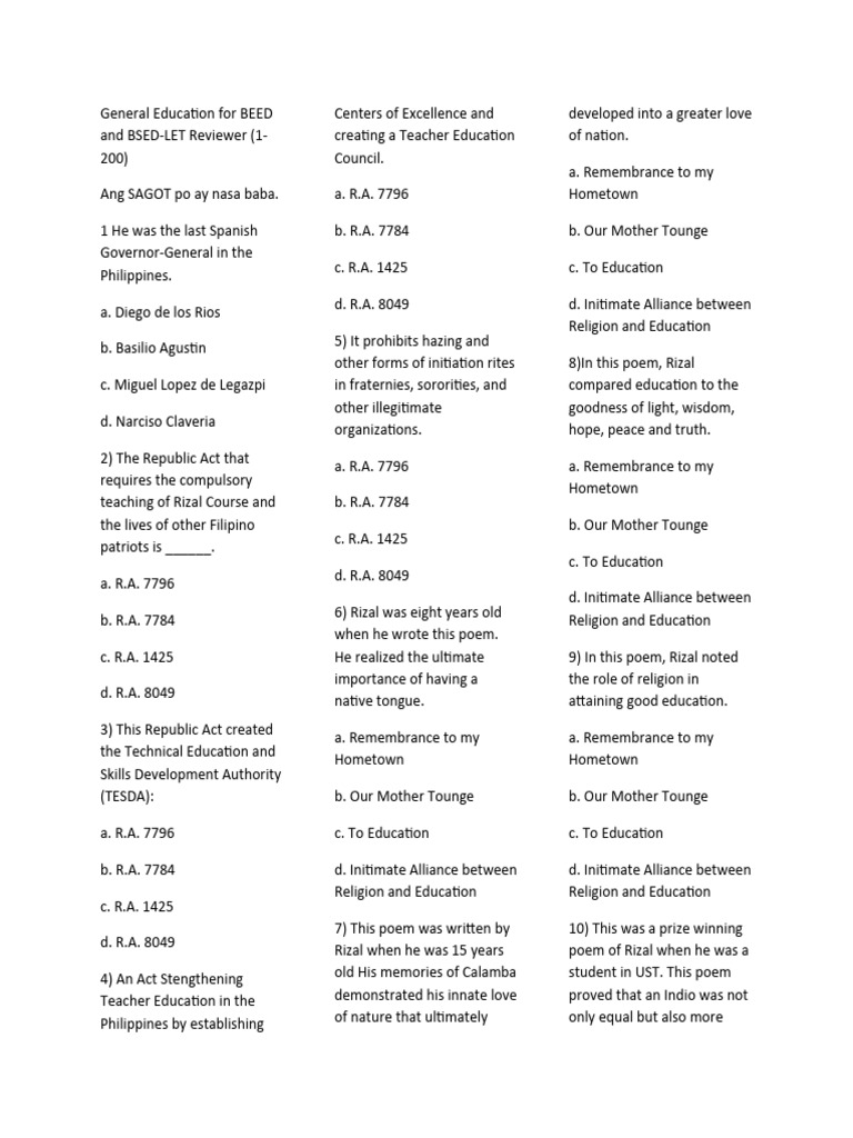 General Education Reviewer | PDF | Oceania | Philippines
