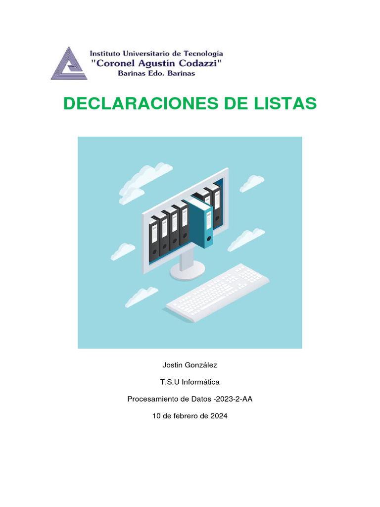 DECLARACION DE LISTAS | PDF | Puntero (Programación de computadora) | C