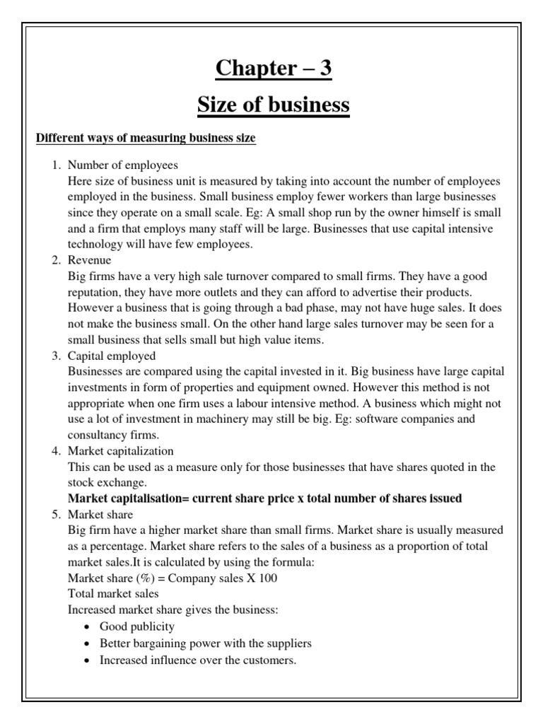 Chapter-3, Size of Business | PDF | Economies Of Scale | Market (Economics)
