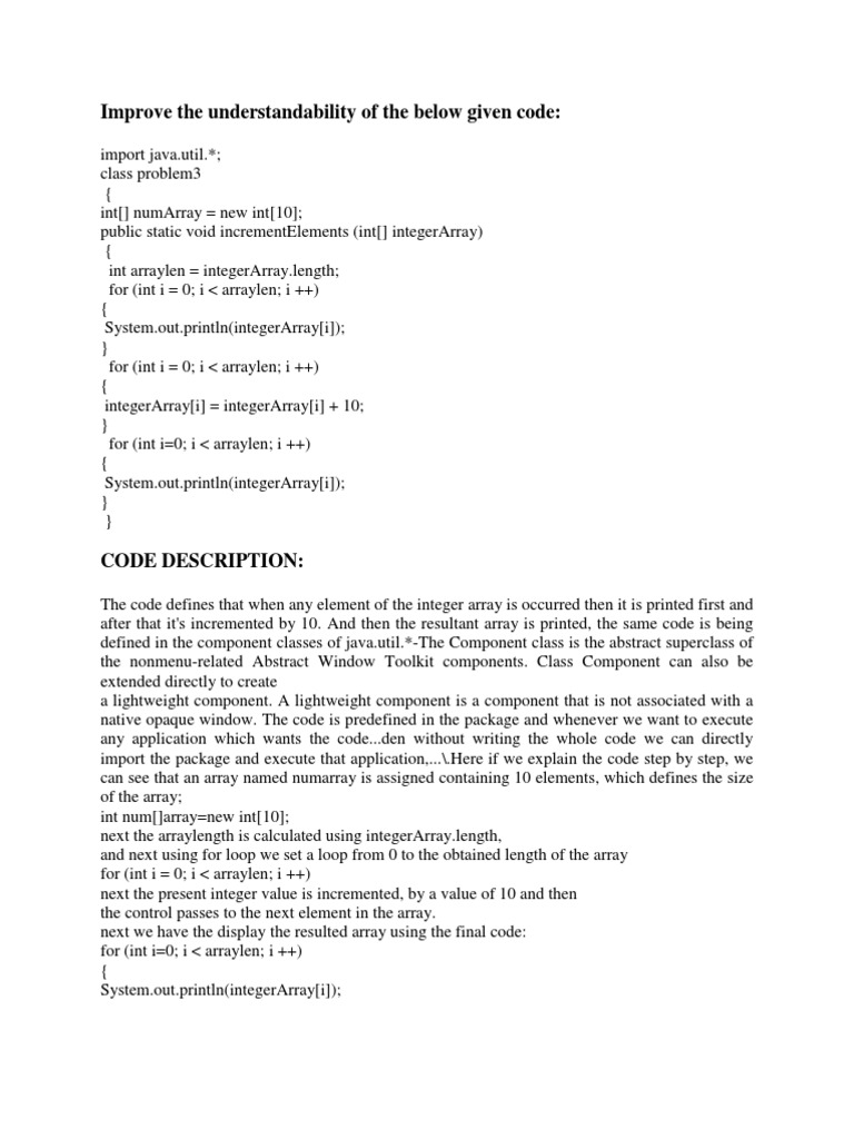 Java Code to Increment Array Elements | PDF | Integer (Computer Science) | Array Data Structure