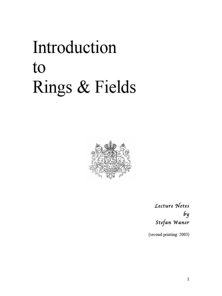 Fields and Rings | Download Free PDF | Ring (Mathematics) | Field (Mathematics)