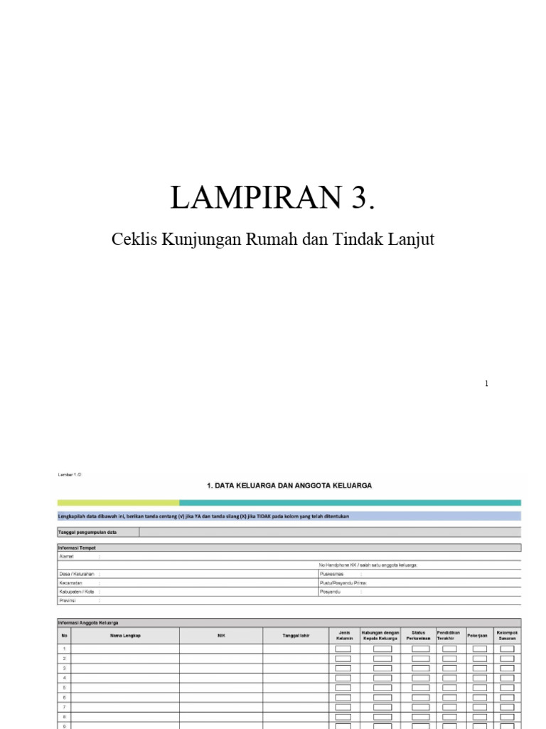 Lampiran Format Kunjungan Rumah Oleh Kader Posyandu - ILP | PDF