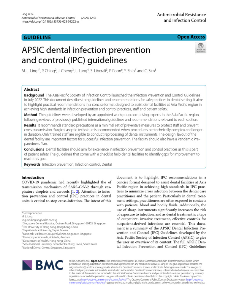 Dental Infection and Prevention Control Guideline | PDF | Diseases And ...