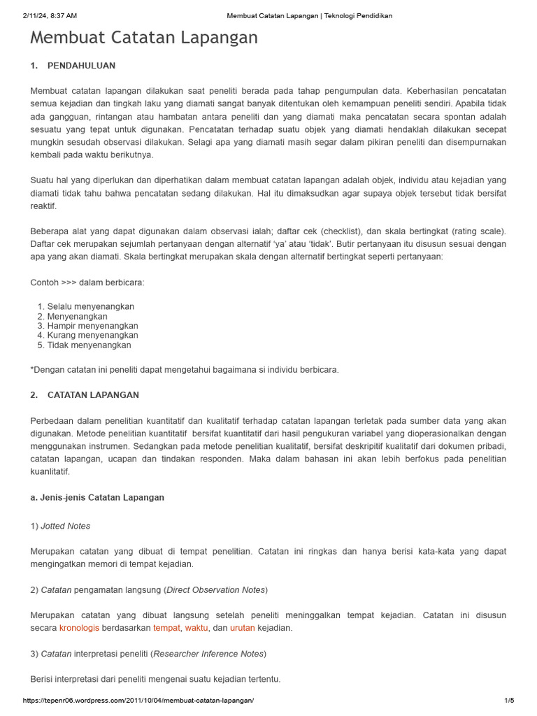 Membuat Catatan Lapangan Pdf