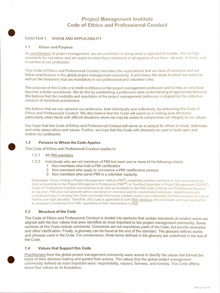 PMP - Code of Ethics & Professional Conduct | PDF