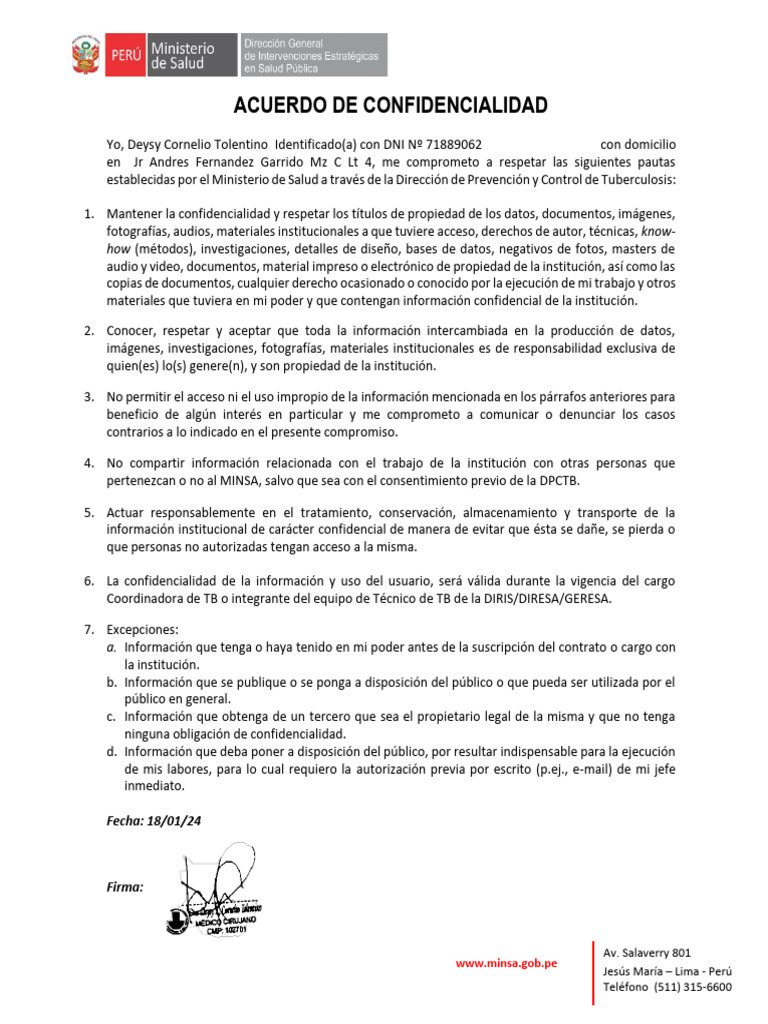 Documento de Confidencialidad y Acceso Al SIGTB - 10102023 | PDF