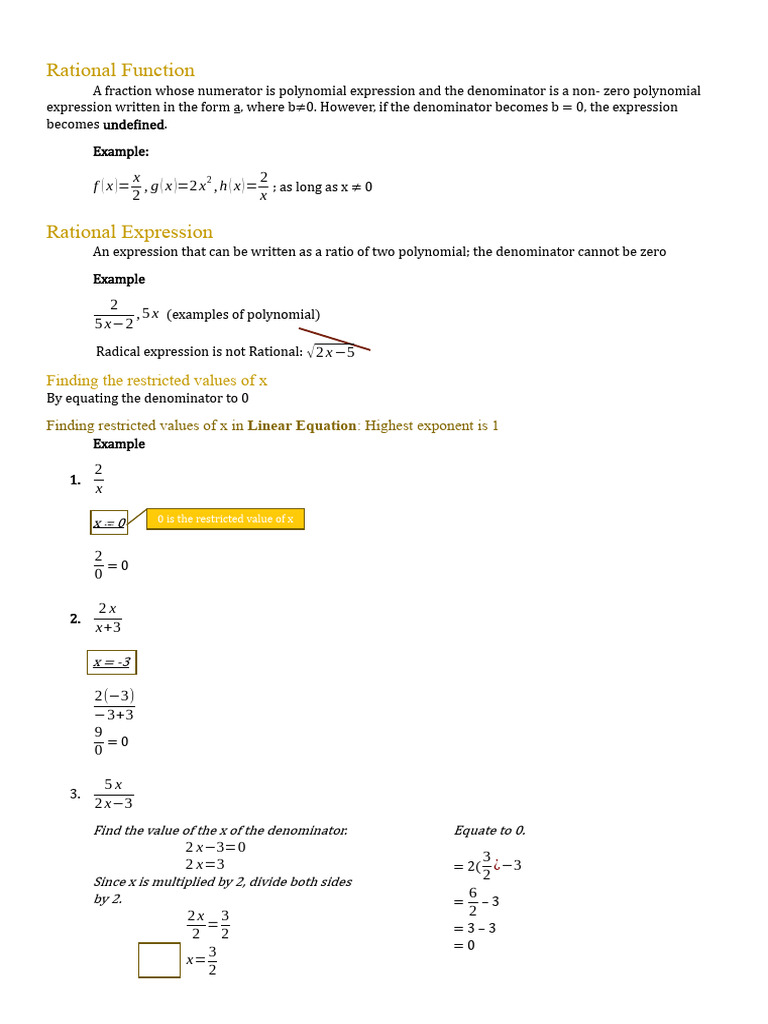 Rational Function | PDF | Polynomial | Mathematical Relations Rational Function | PDF | Polynomial | Mathematical Relations