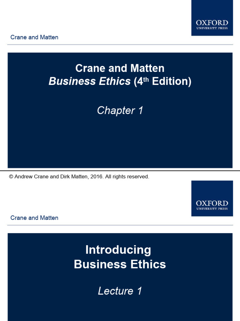Craneandmatten4e ch01 | PDF | Sustainability | Business Ethics