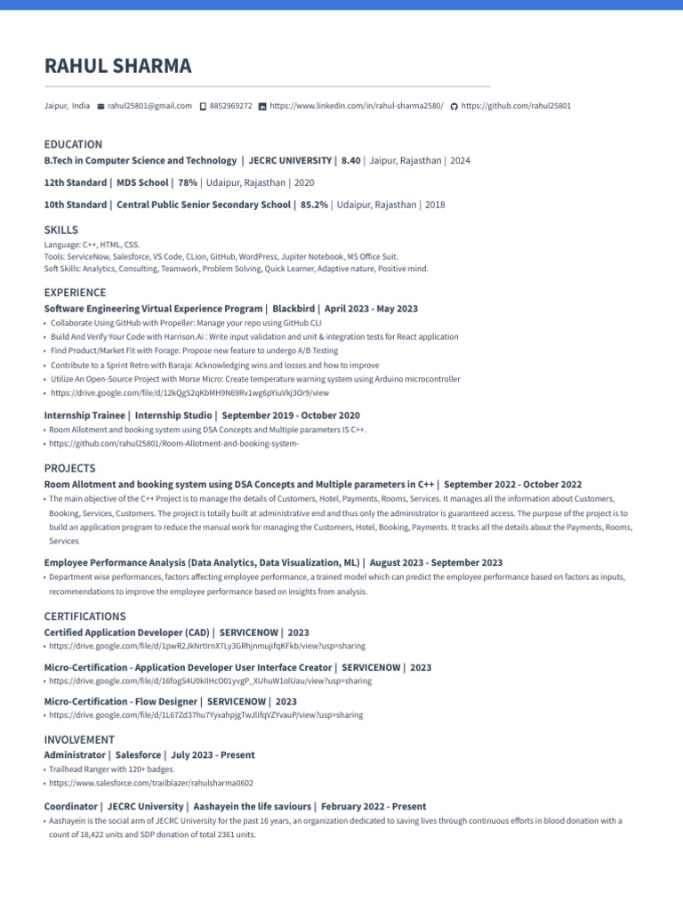 Rahul Sharma Resume | Download Free PDF | Application Software | C++