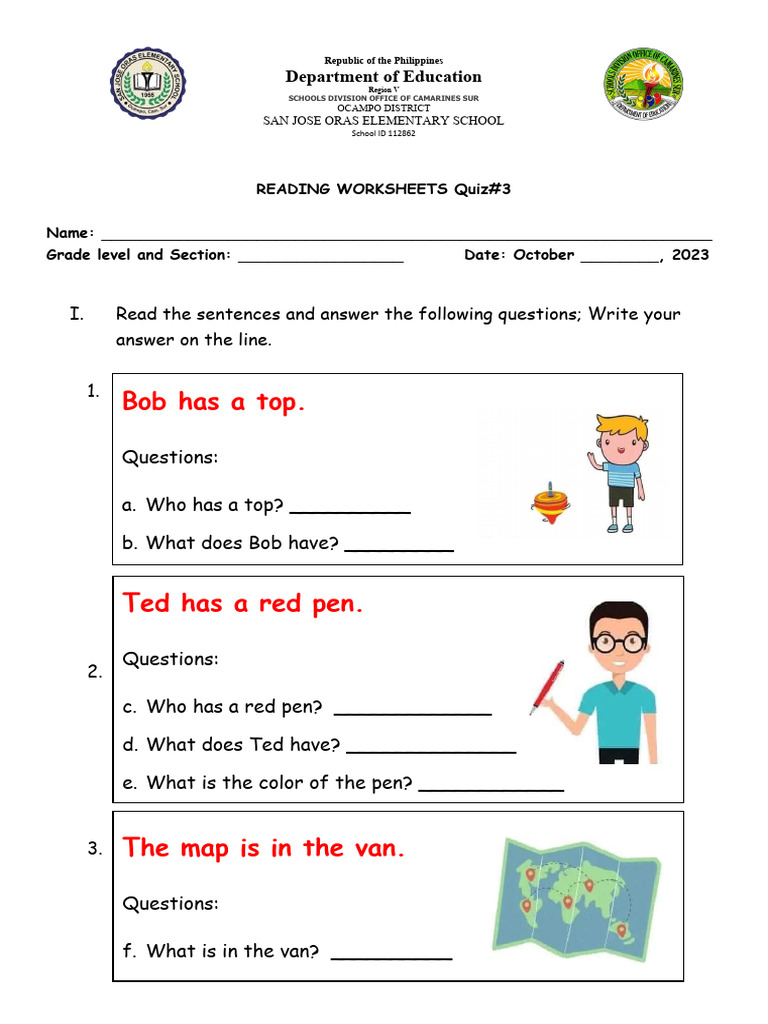 WH Questions Reading Worksheet | PDF