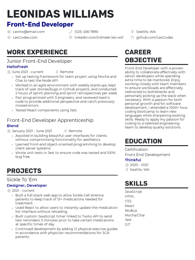 entry-level-front-end-developer-resume-example | PDF