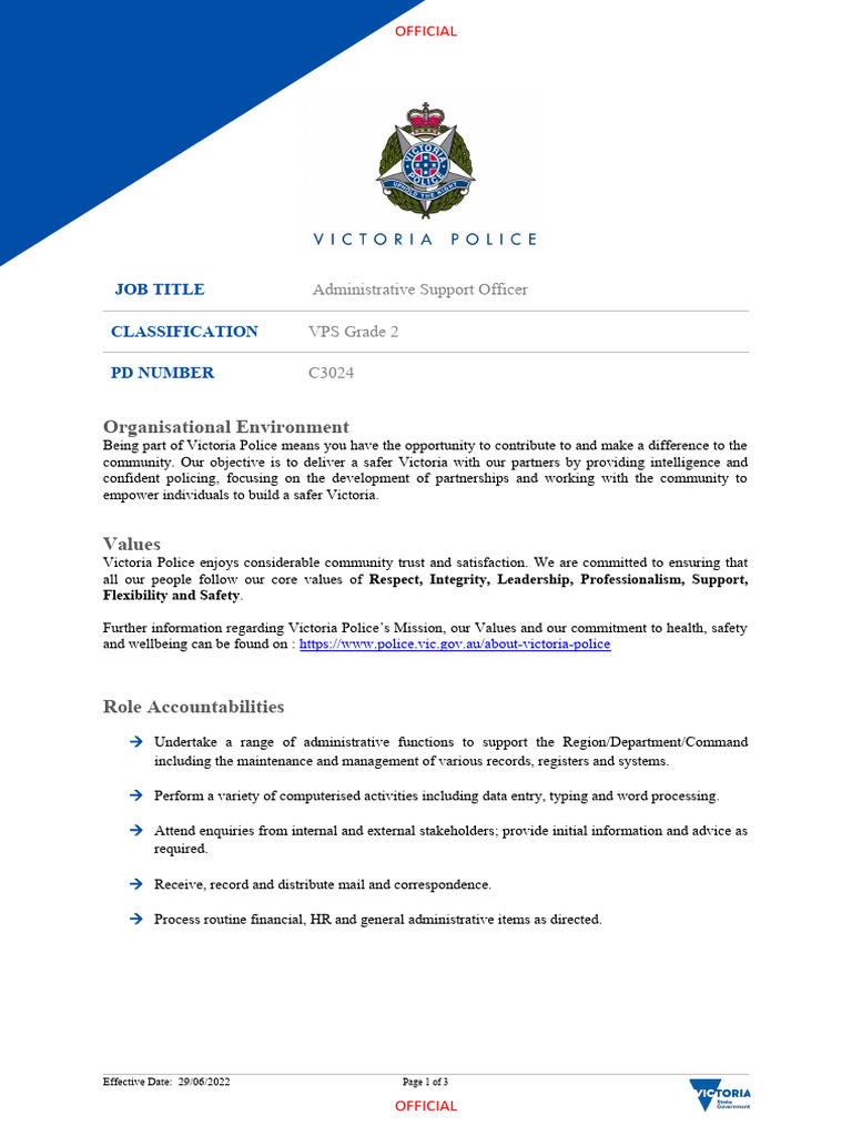 Position Description | PDF | Police | Privacy