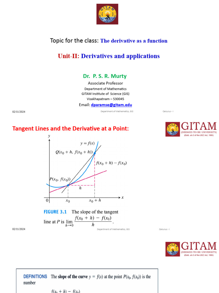 II Mod (C-1) 1 Class | PDF | Calculus | Derivative
